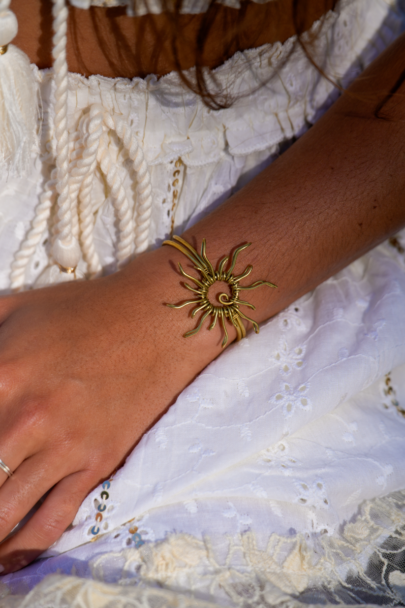 Sol Bracelet Bronze (Gold) | Handmade Boho Sun Cuff – Soho Bohemian Store